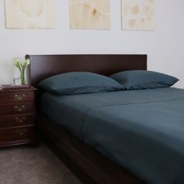 Petrol Green Teal Linen Sheets Queen King Set